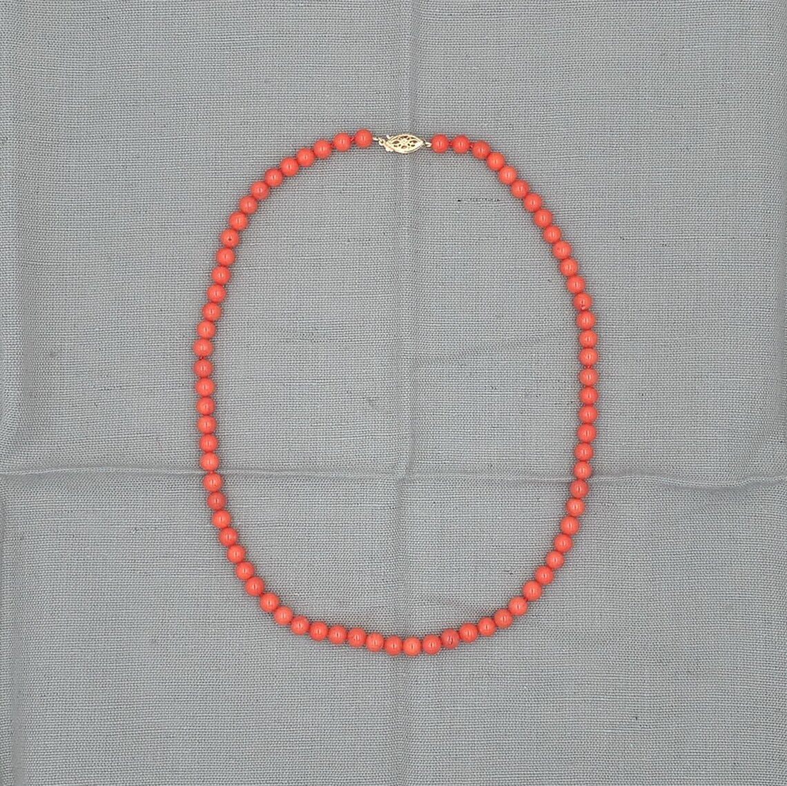 Genuine Natural Ox Blood Red Coral Bead Necklace 5mm Beads W/ 14k Clasp ...