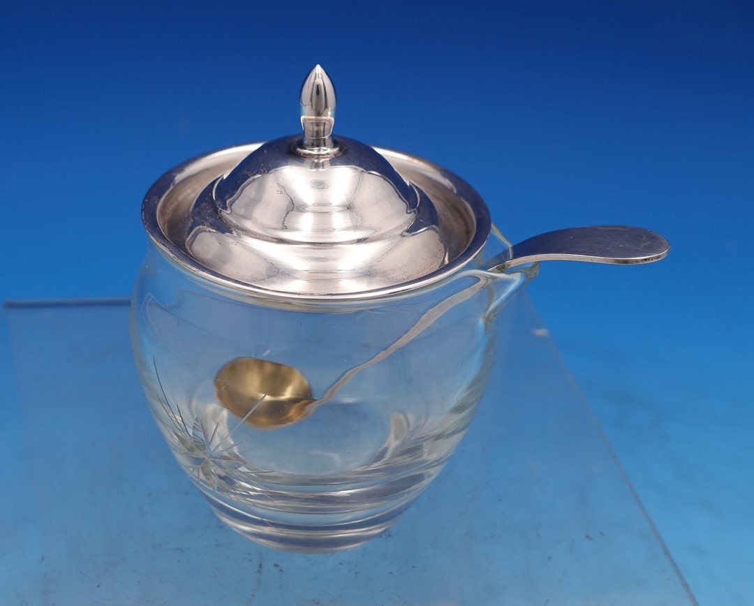 Etiquette by Watson Glass Mustard Jar With Sterling Silver Lid and ...