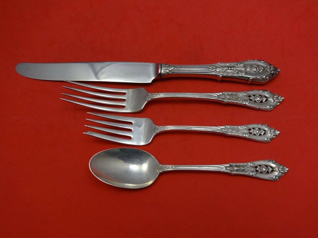 Rose Point by Wallace Sterling Silver Dinner Size Place Setting(s) 4pc ...
