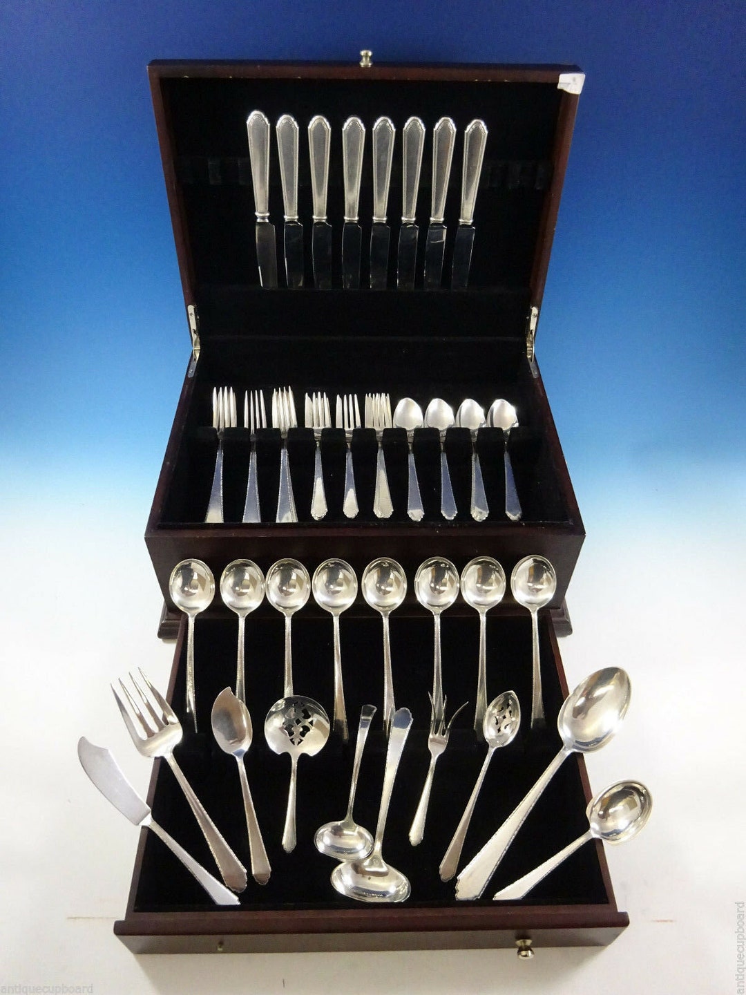 William and Mary by Lunt Sterling Silver Flatware Set for 8 Service 50 ...
