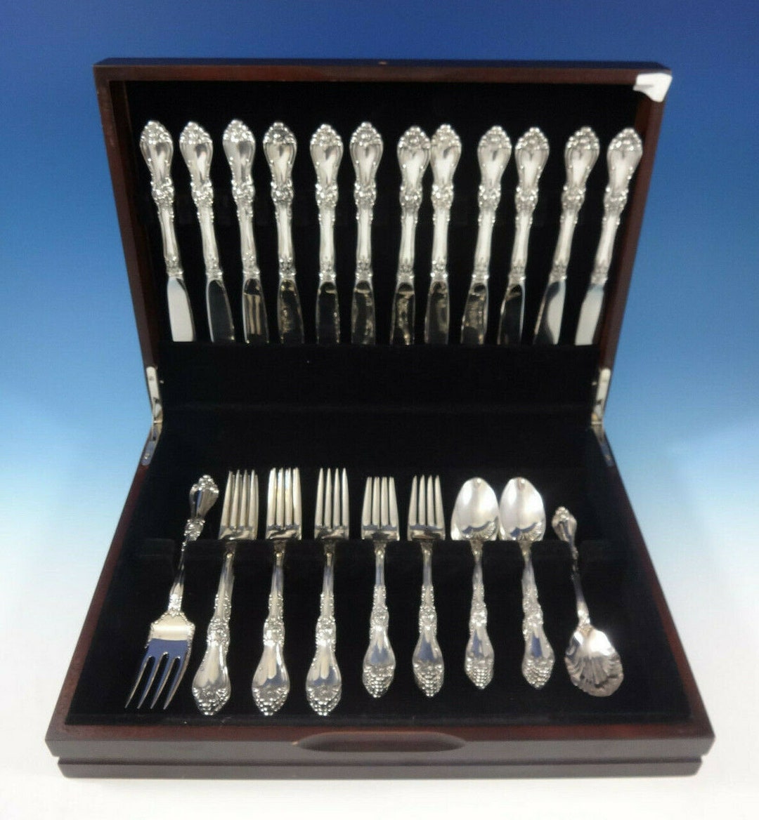 Royal Rose by Wallace Sterling Silver Flatware Set for 12 Service 50 ...