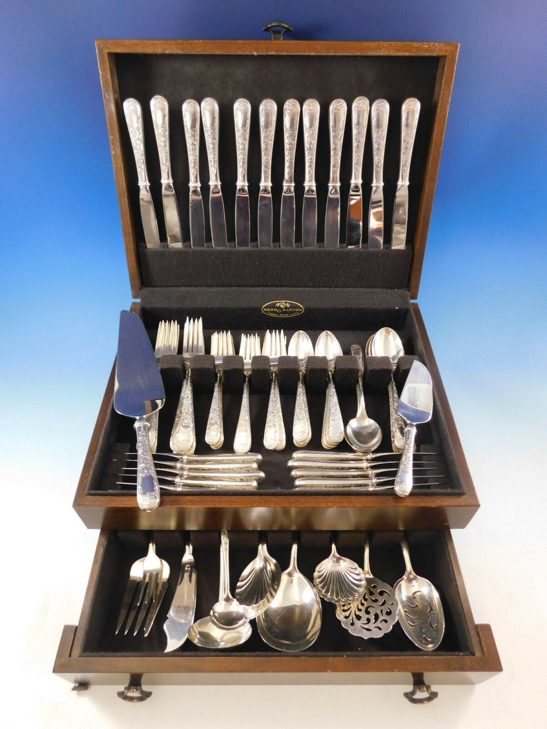 Old Maryland Engraved by Kirk Sterling Silver Flatware Set for 12 ...