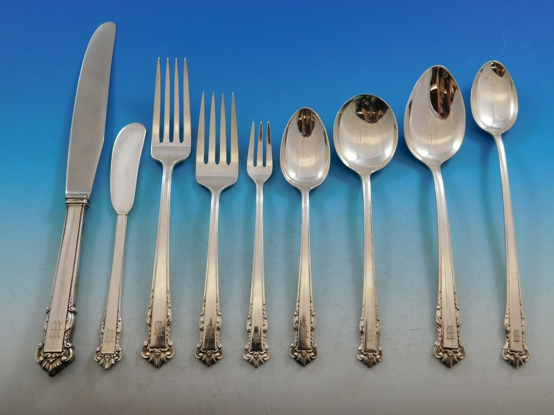 English Shell by Lunt Sterling Silver Flatware Set Service 84 Pcs M ...
