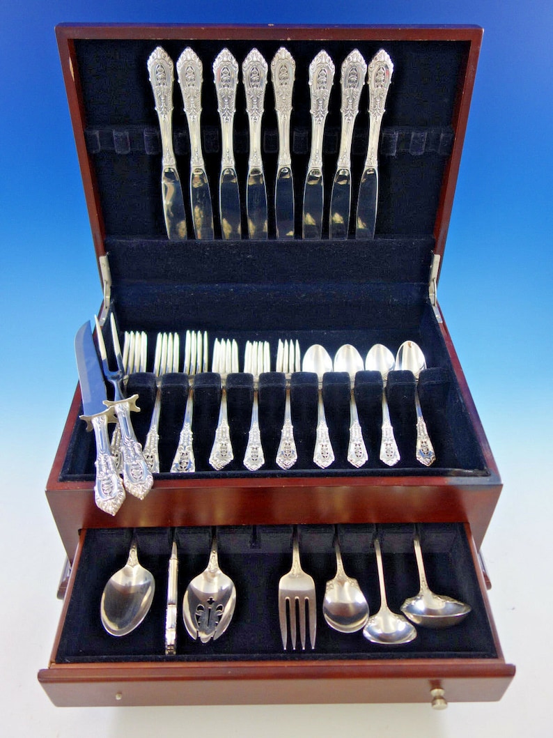 Rose Point by Wallace Sterling Silver Flatware Set for 8 - Etsy