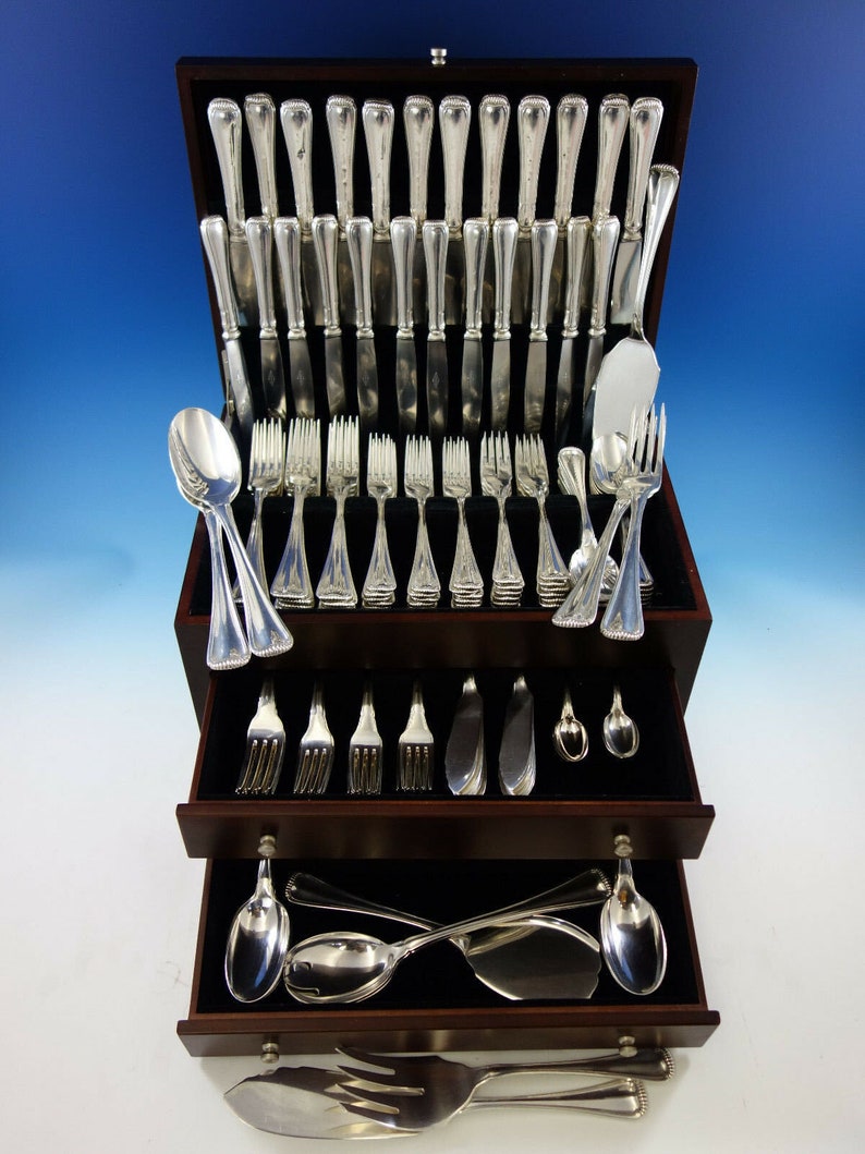 Milano Aka Baguette by Ricci 800 Silver Flatware Set Service 152 Pieces ...