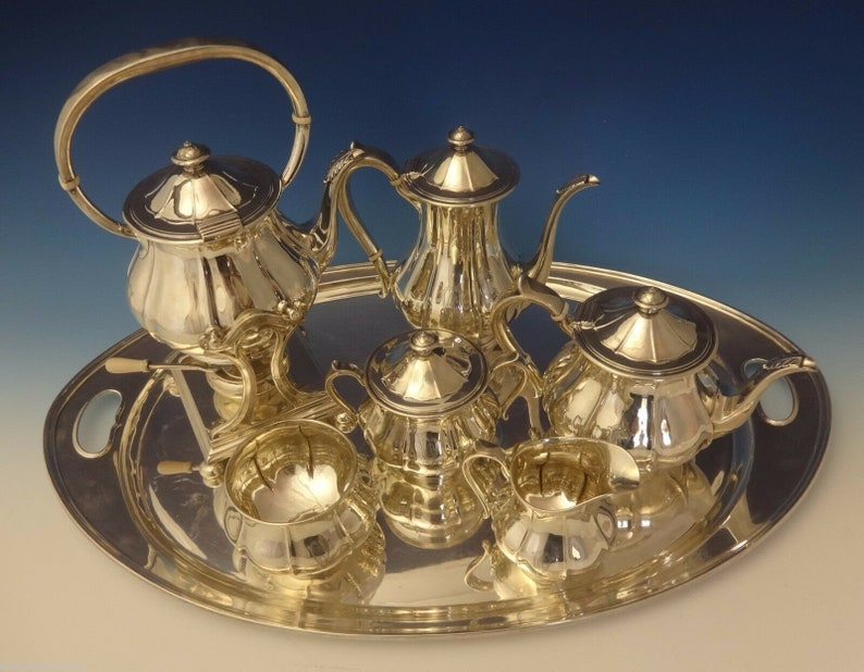 Arthur Stone Sterling Silver Tea Set Tilting Kettle on Cradle | Etsy