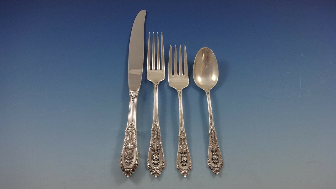 Rose Point by Wallace Sterling Silver Flatware Set for 8 - Etsy