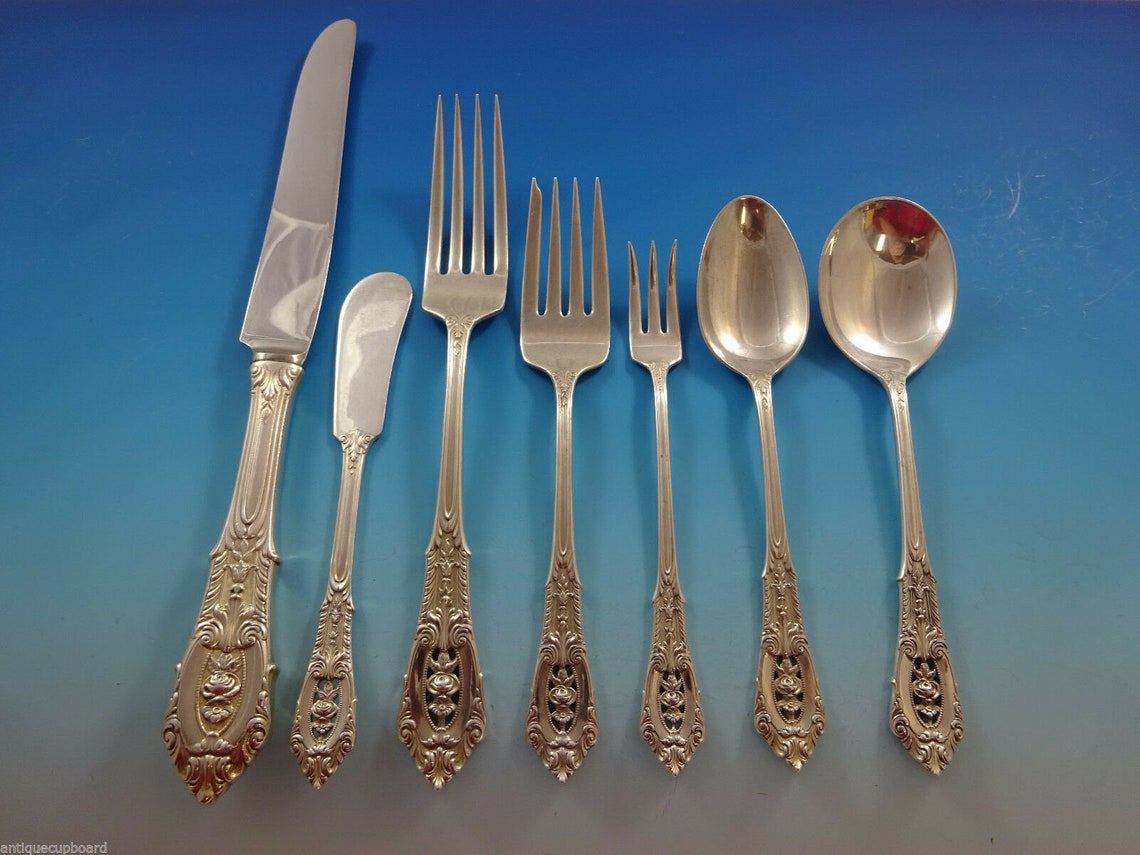 Rose Point by Wallace Sterling Silver Dinner Size Flatware Set - Etsy