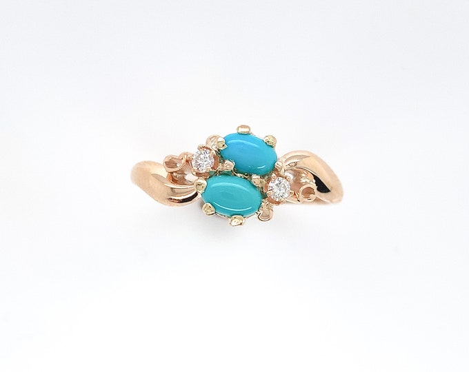 Charming Victorian Rose Cut Diamond & Turquoise Ring in 18 Carat Gold W ...