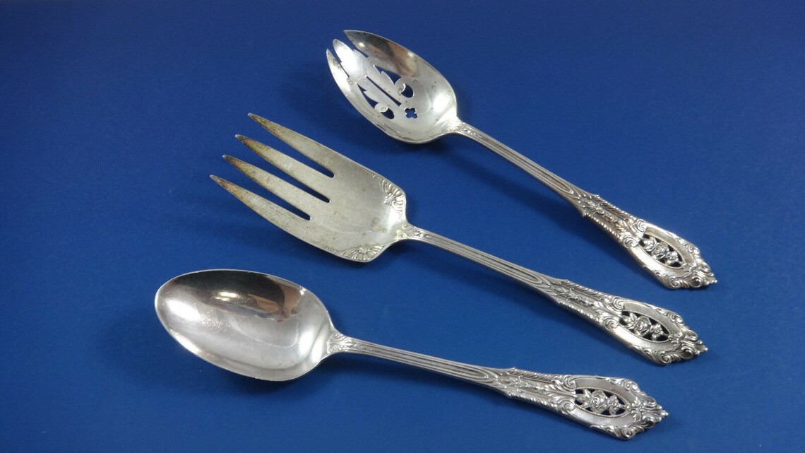 Rose Point by Wallace Sterling Silver Flatware Set 12 Service 60 Pcs ...