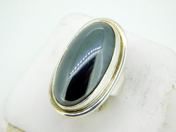 Large Georg Jensen Sterling Hematite Ring 46E J4458 Etsy