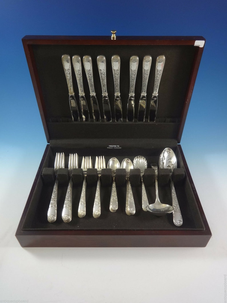 Old Maryland Engraved by Kirk Sterling Silver Flatware Set 8 Service 36 ...