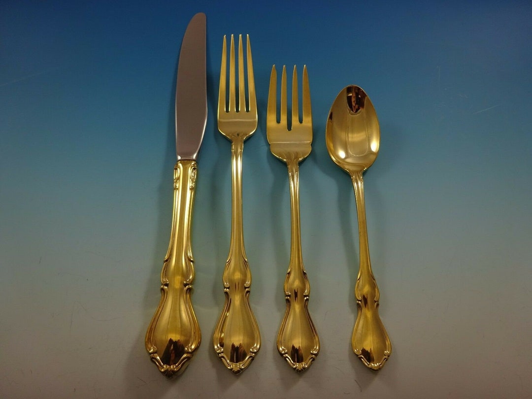 Hampton Court Gold by Reed and Barton Sterling Silver Flatware Set ...