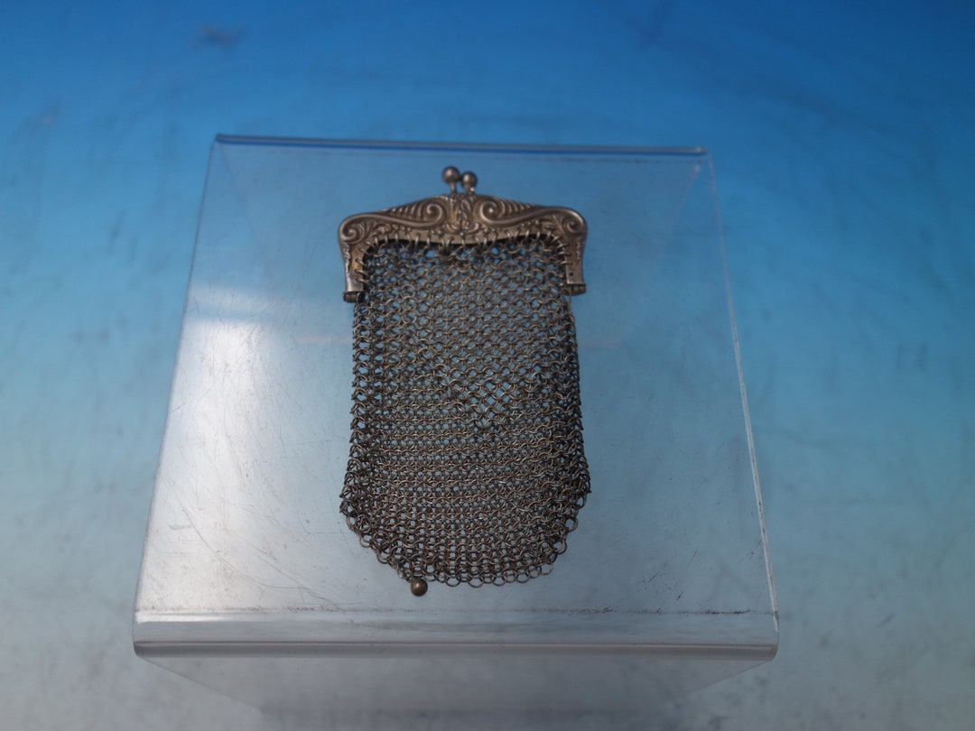 Sterling Silver Mesh Coin Purse Circa 1900 1 Troy Ounce 3 1/2" X 2 ...