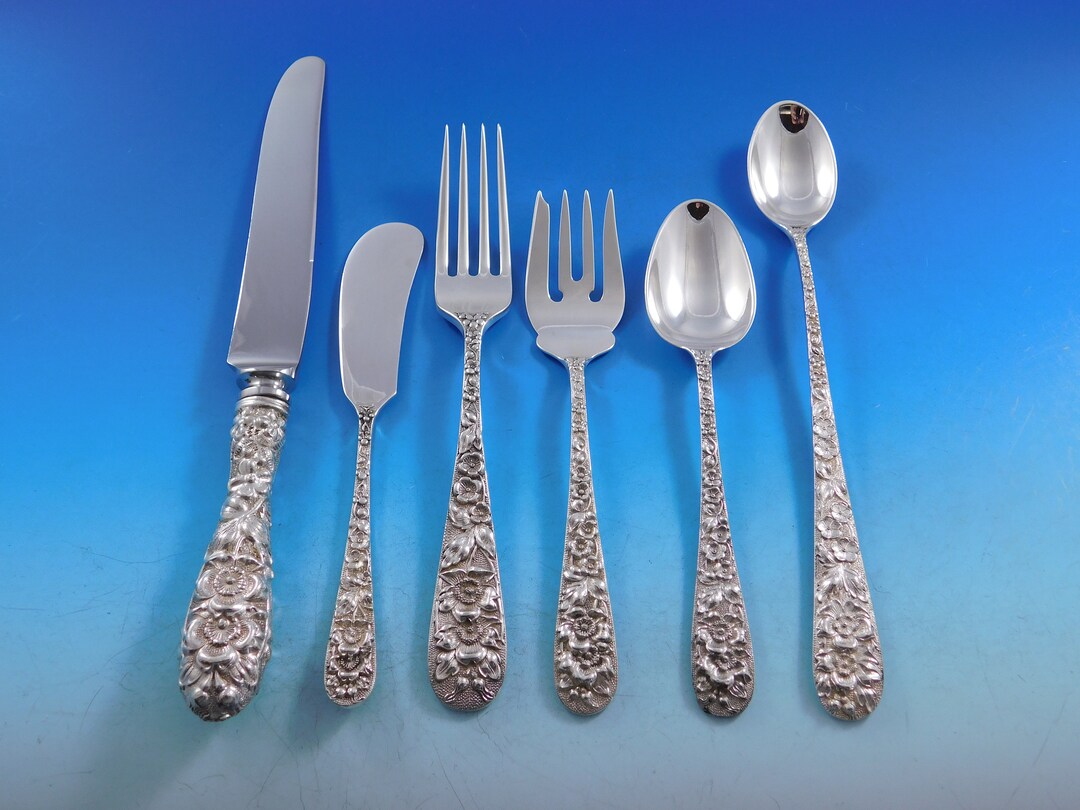 Forget Me Not by Stieff Sterling Silver Flatware Service for 8 Set 56 ...