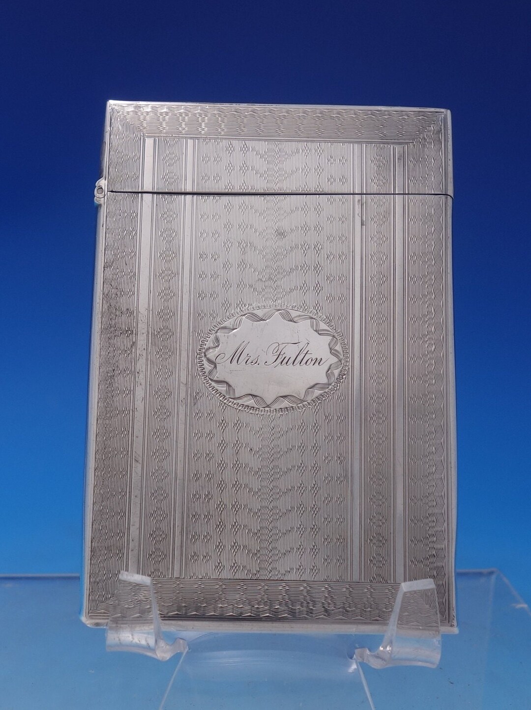 Albert Coles Coin Silver Business Card Case Engine Turned & Engraved ...