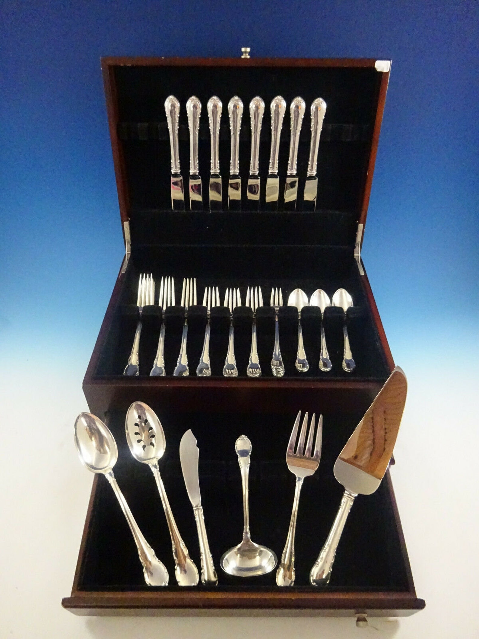 Modern Victorian by Lunt Sterling Silver Flatware Set for 8 | Etsy
