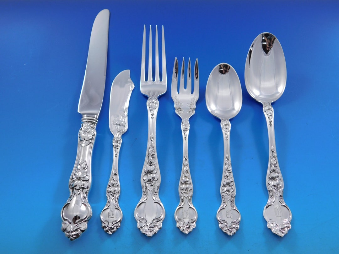 Violet by Wallace Sterling Silver Flatware Service for 12 Set 76 Pieces ...