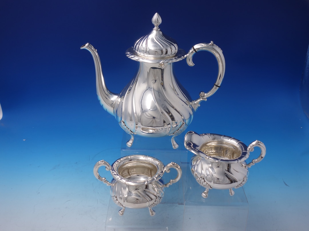 Norwegian .830 Silver Tea Set 3-piece With Leaves and Berries Motif ...