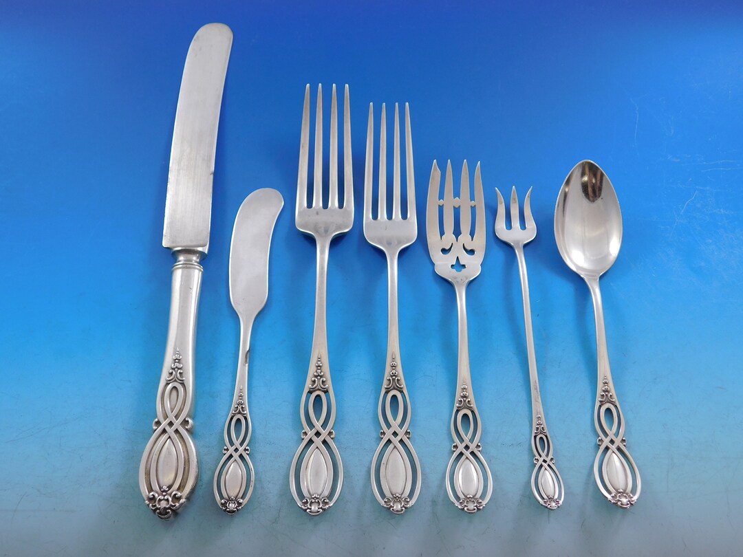 Chippendale Old by Alvin Sterling Silver Flatware Set for 6 Service 46 ...