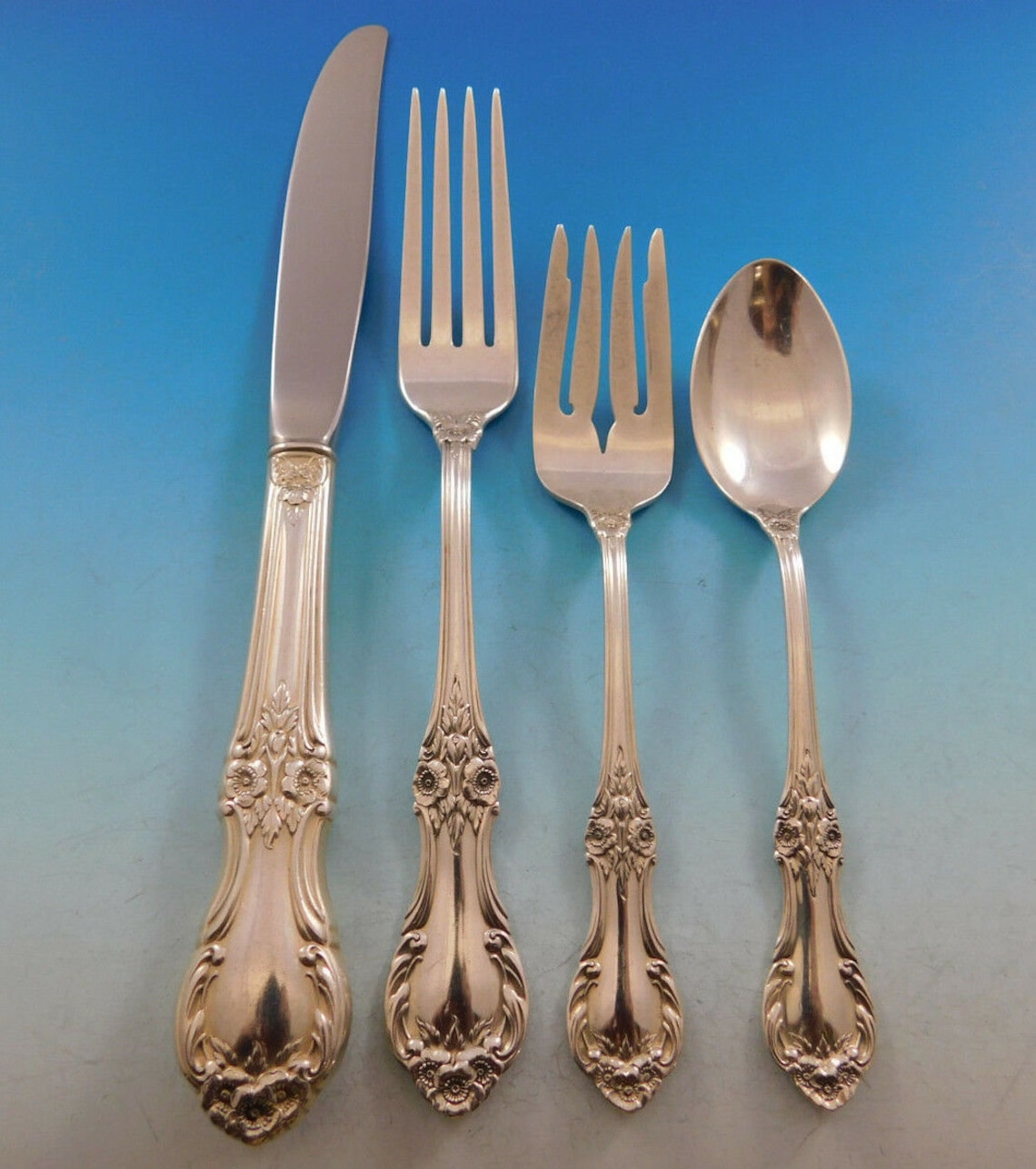 Wild Rose by International Sterling Silver Flatware Set for 12 - Etsy