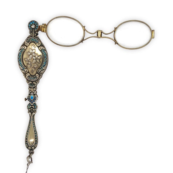 Vermeil Sterling and Enamel Victorian Lorgnette Glass… - Gem