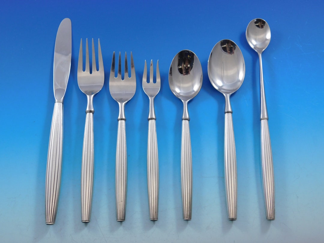 Jade With Lines by Contempra House Sterling Silver Flatware Set Service ...