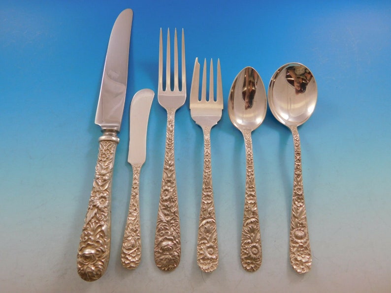 Repousse by Kirk Sterling Silver Flatware Set for 12 Service - Etsy