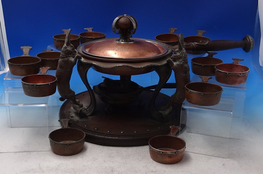 Joseph Heinrichs Mixed Metals and Wood Chafing Set 13pc Dish Ramekins ...