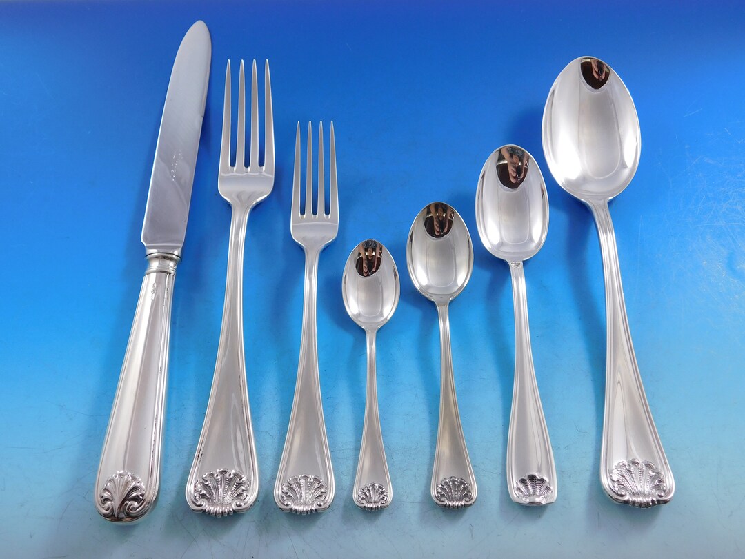 Conchiglia Aka Shell by Schiavon Italy 800 Silver Flatware Set Service ...