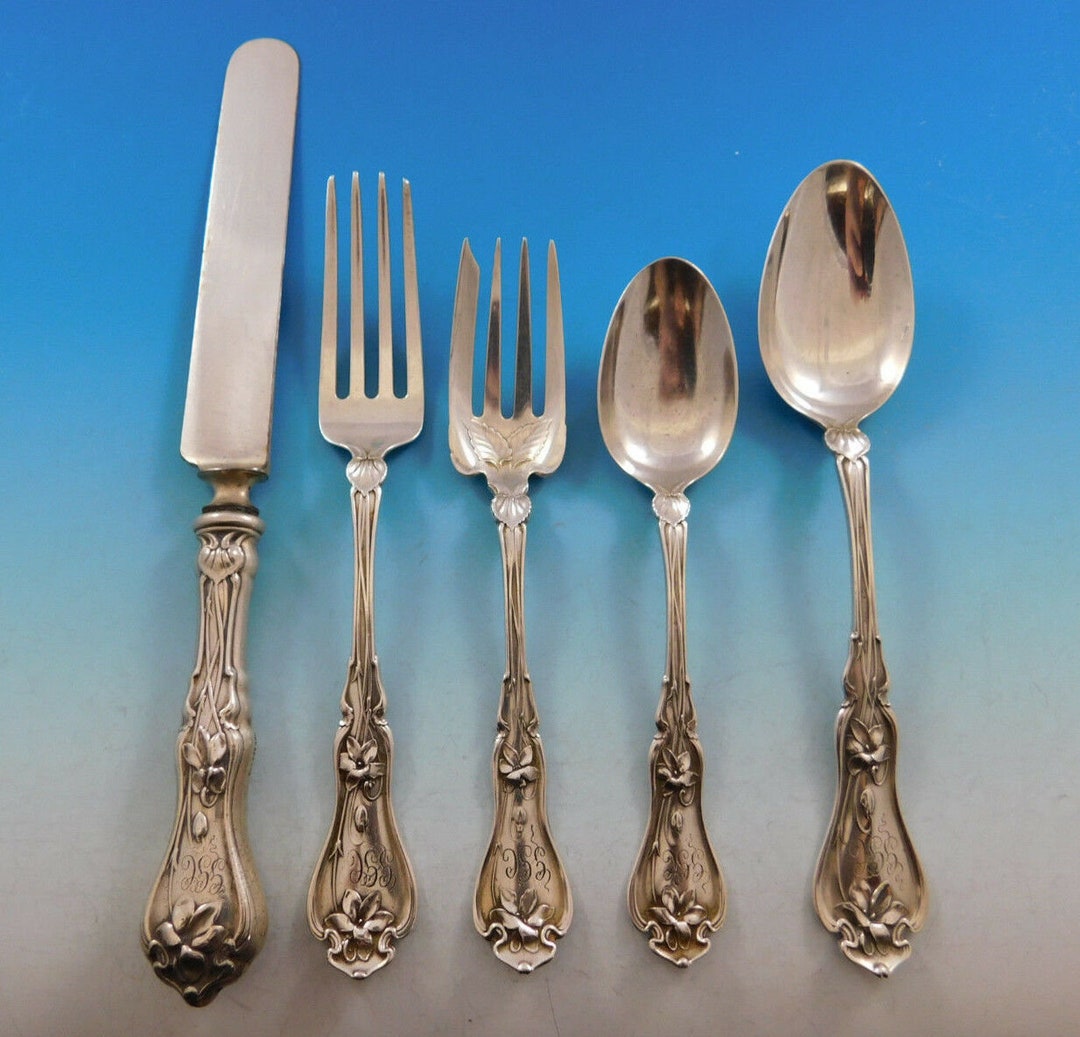 Violet by Whiting Sterling Silver Flatware Set for 8 Service 40 Pieces ...