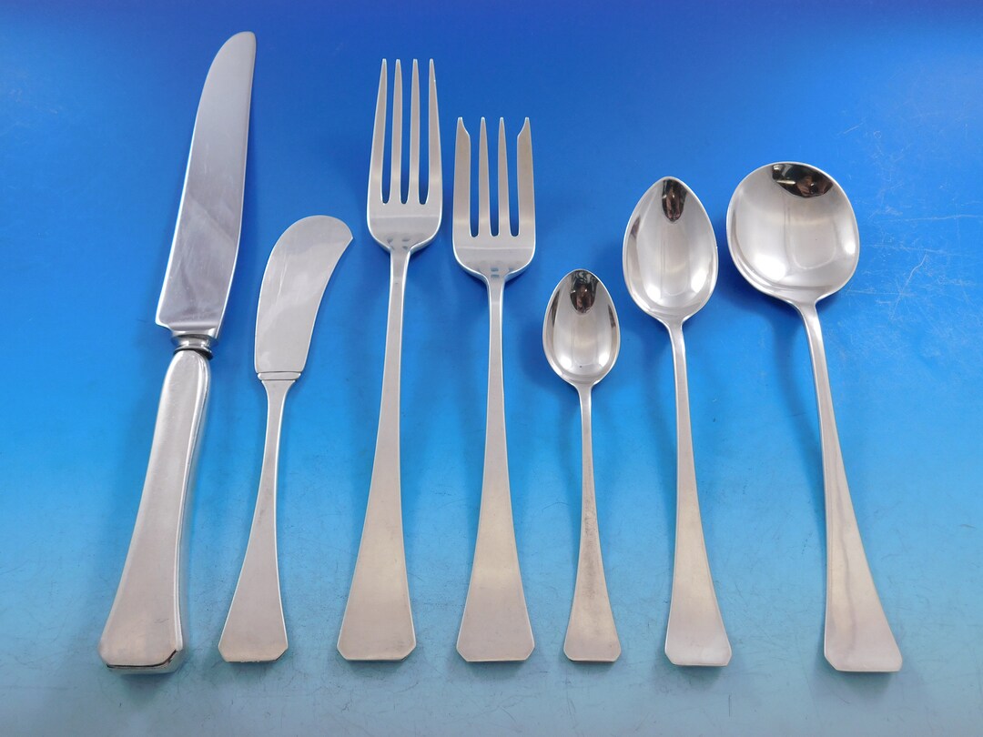 Square by Adler / Blanchard Sterling Silver Flatware Set Service 74 Pcs ...