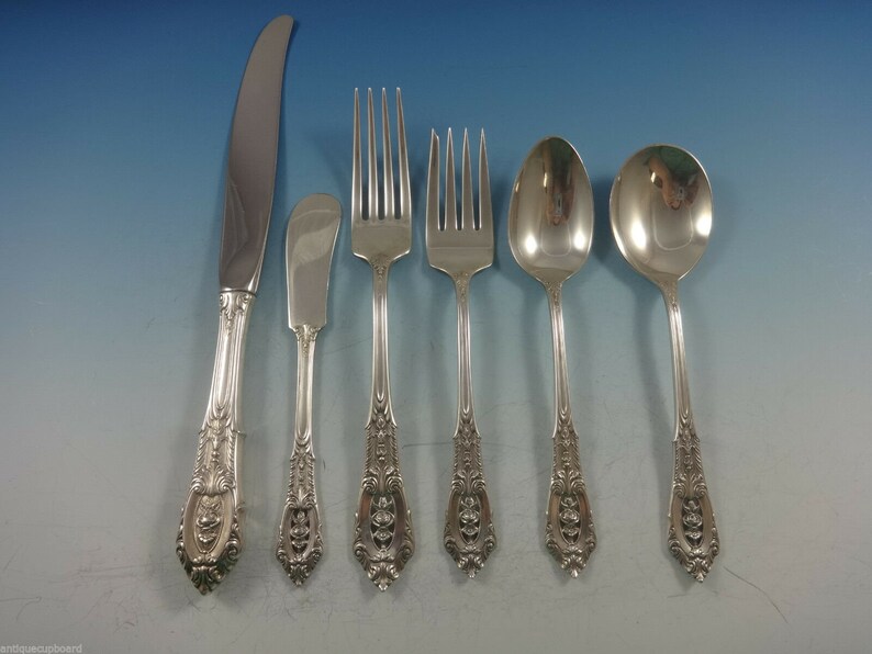 Rose Point by Wallace Sterling Silver Flatware Set for 8 - Etsy