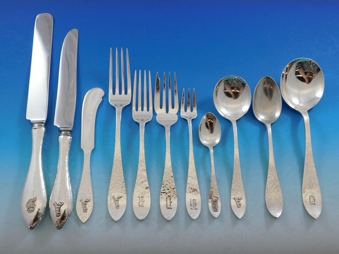 Antique Hammered by Shreve Sterling Silver Flatware Set - Etsy