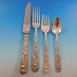 Repousse by Kirk Sterling Silver Flatware Set for 12 Service 76 Pieces ...