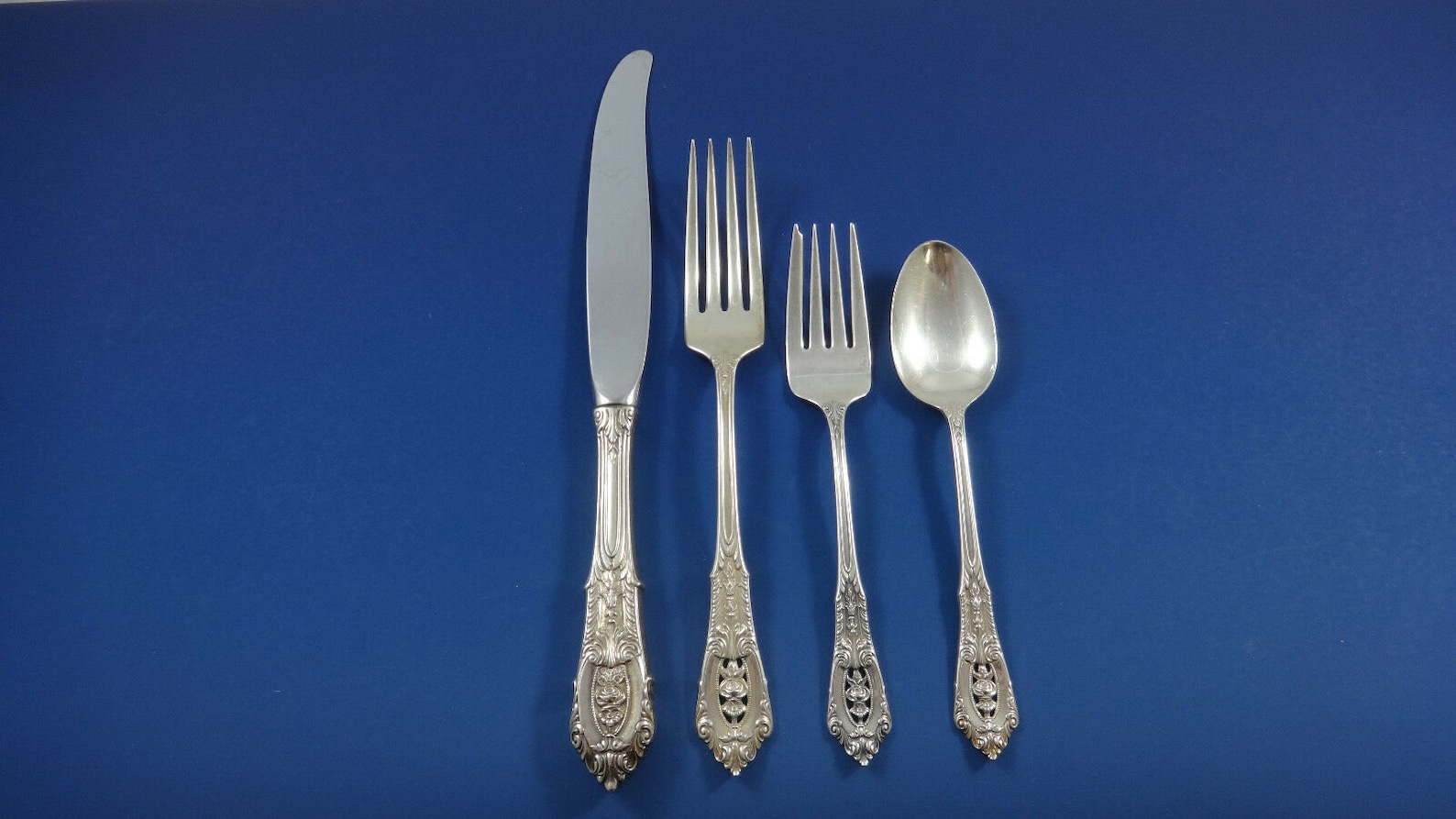 Rose Point by Wallace Sterling Silver Flatware Set 12 Service 60 Pcs ...