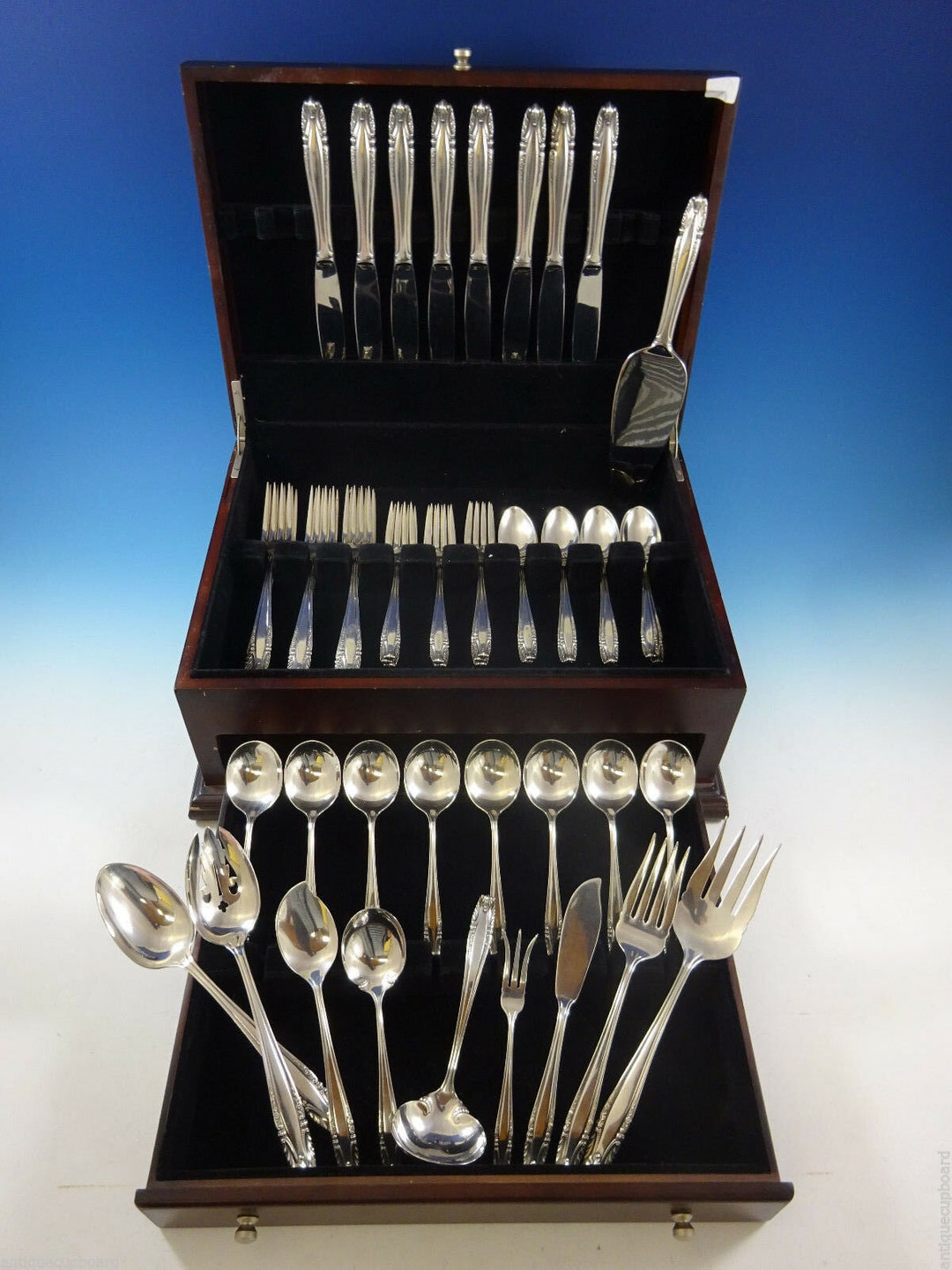 Stradivari by Wallace Sterling Silver Flatware Set for 8 Service 50 Pcs ...