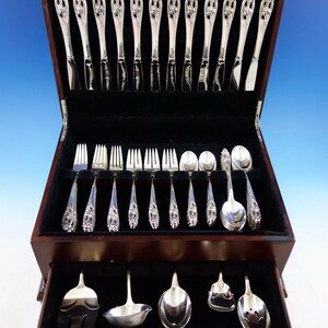 Silver Iris by International Sterling Silver Flatware Set for 12 ...