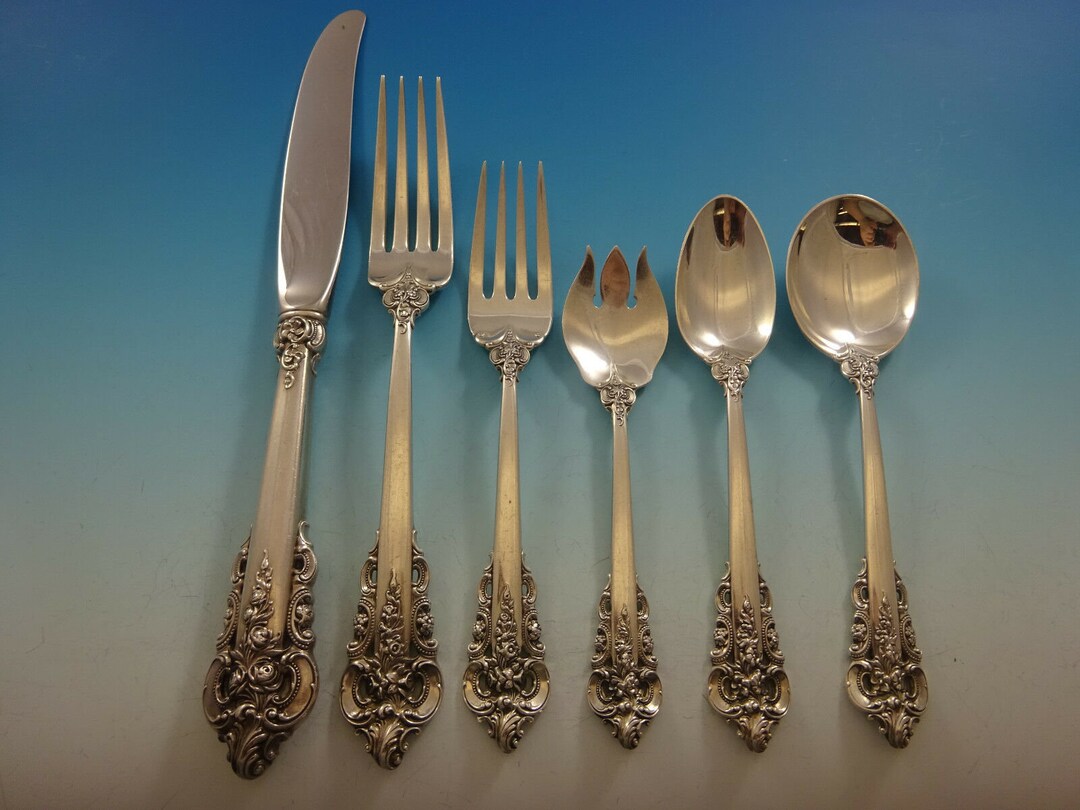 Grande Baroque by Wallace Sterling Silver Flatware Set 8 Service 51 Pcs ...