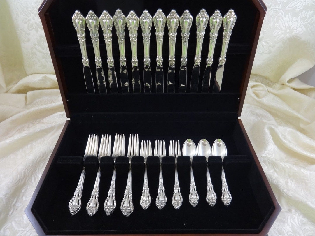 Eloquence by Lunt Sterling Silver Flatware Service Set 48 Pieces Dinner ...