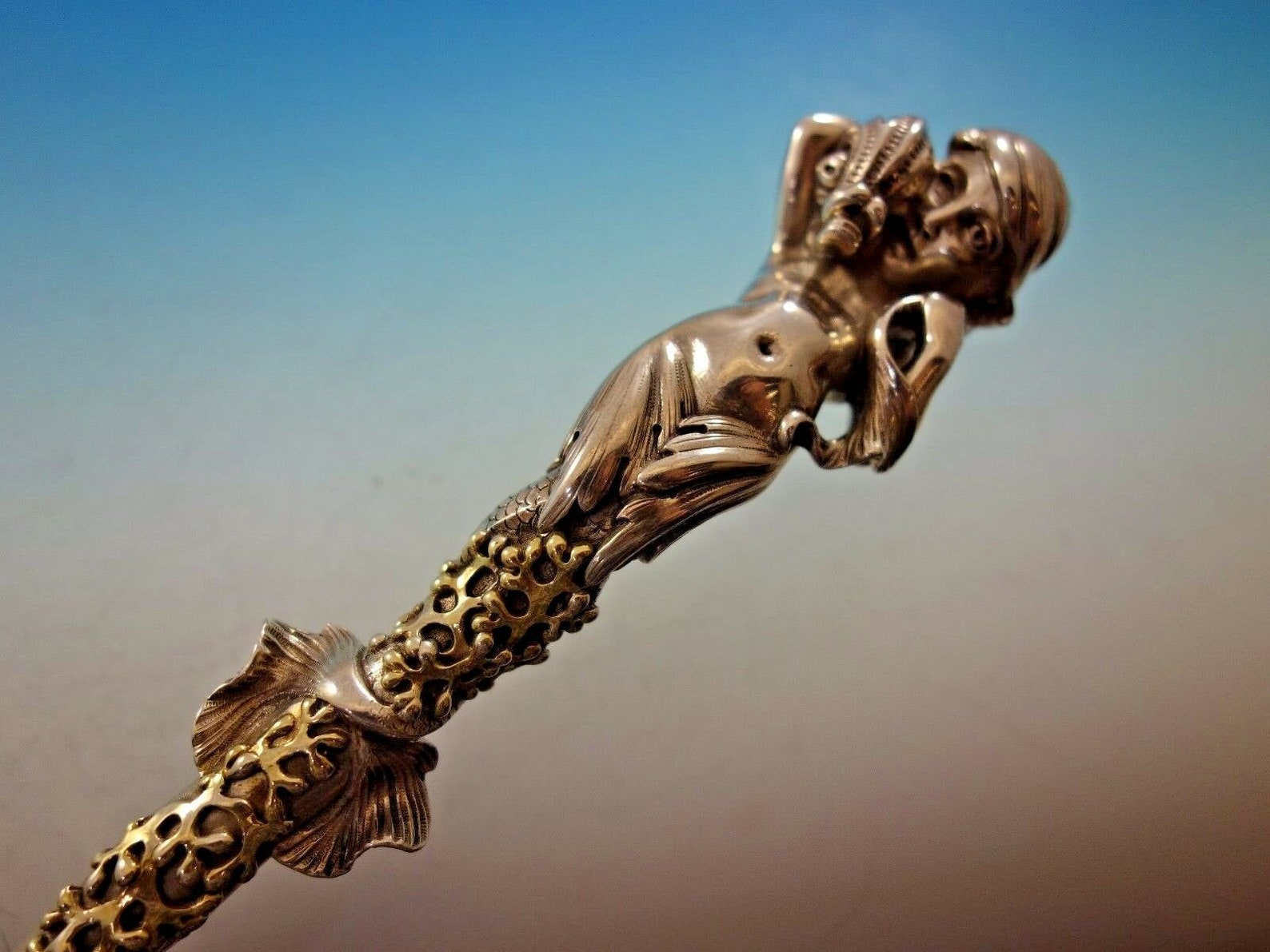 Tiffany and Co. Sterling Silver Punch Ladle With 3D Mermaid and Dolphin ...