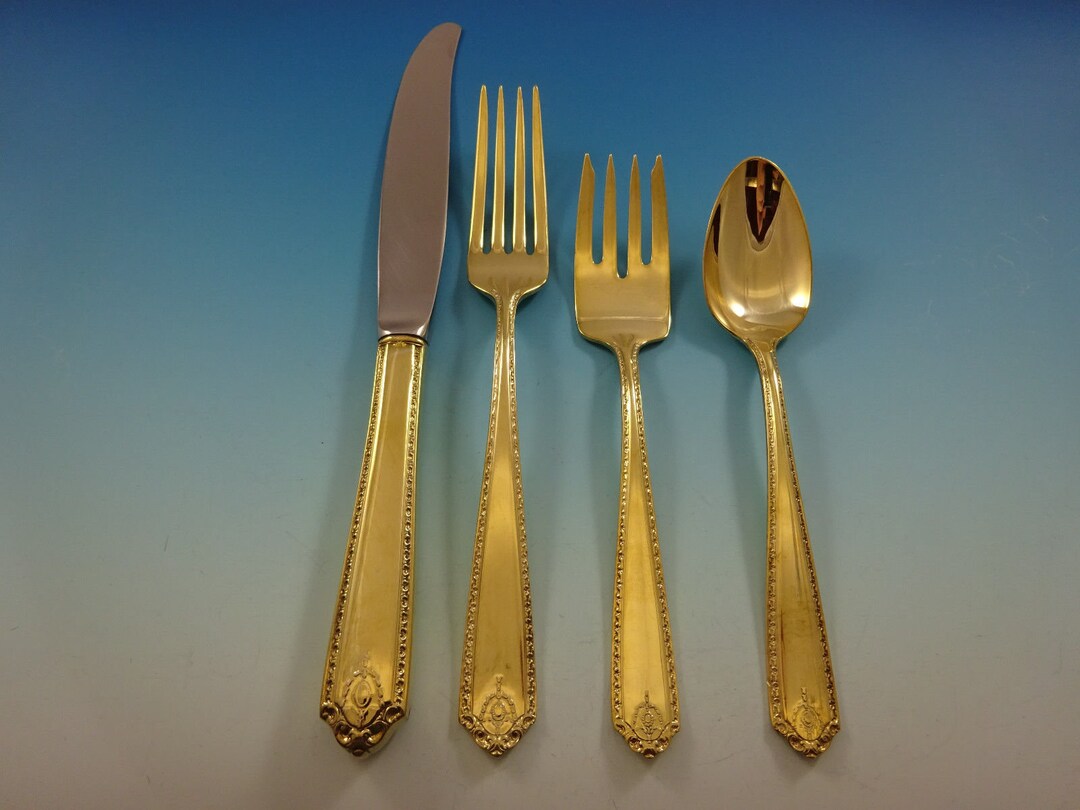 Lady Hilton Gold by Westmorland Sterling Silver Flatware Service 8 Set ...