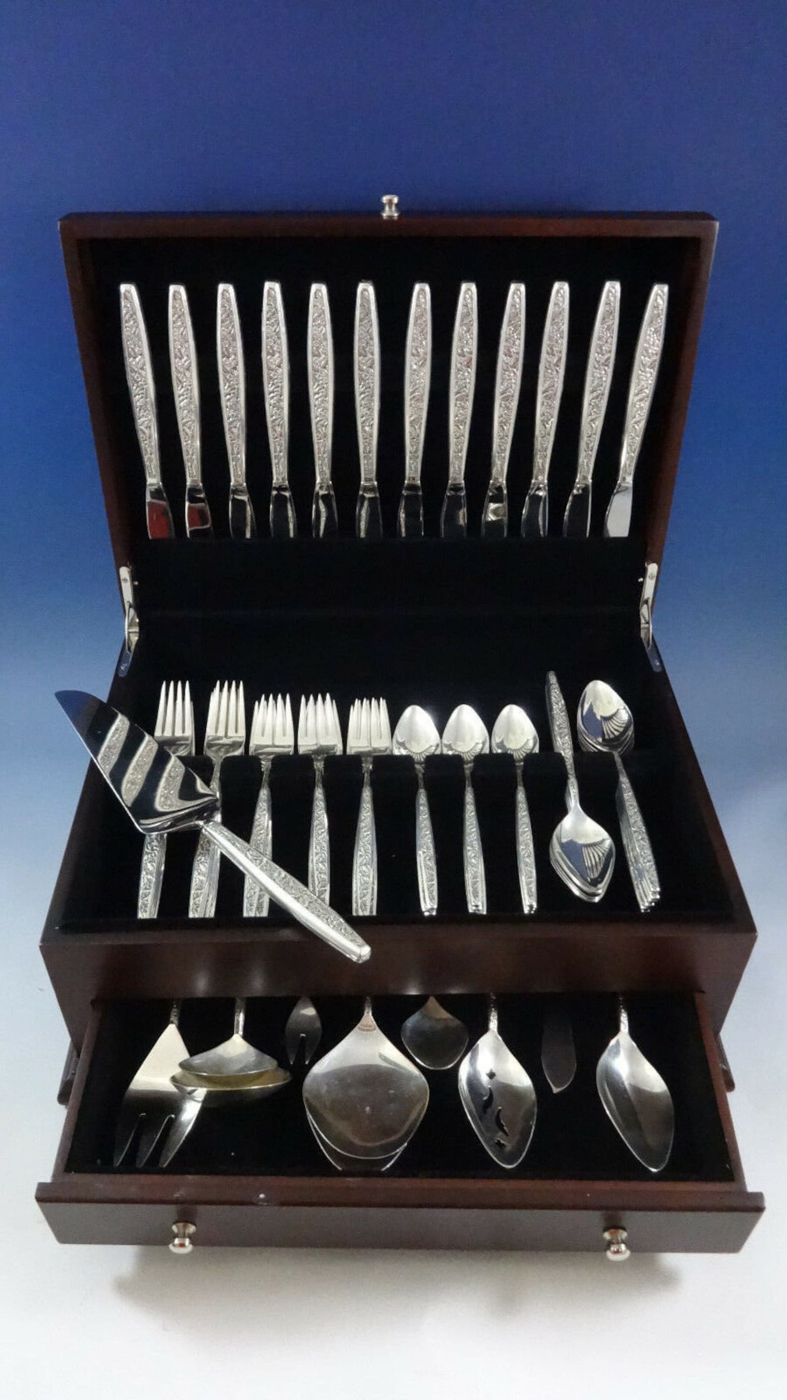 Valencia by International Sterling Silver Flatware Service 12 Set 71 ...