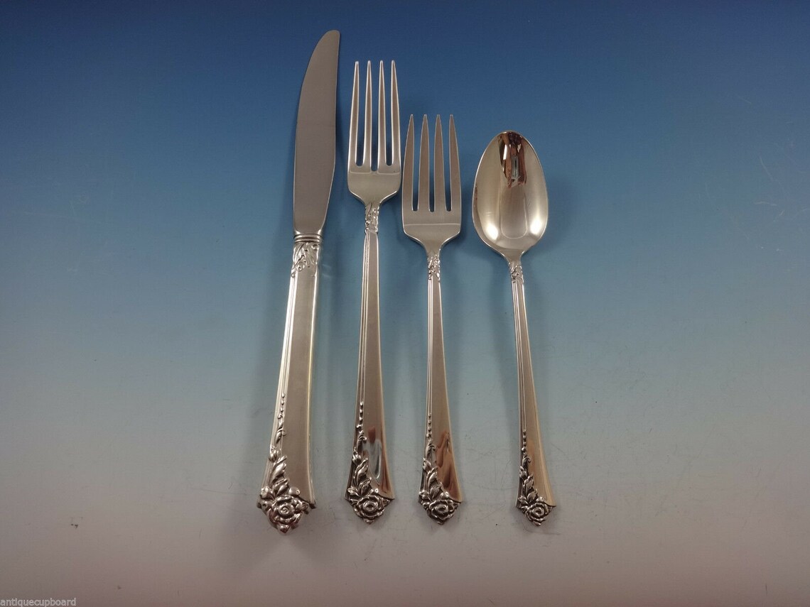 Damask Rose by Oneida Sterling Silver Flatware Set Service 53 - Etsy