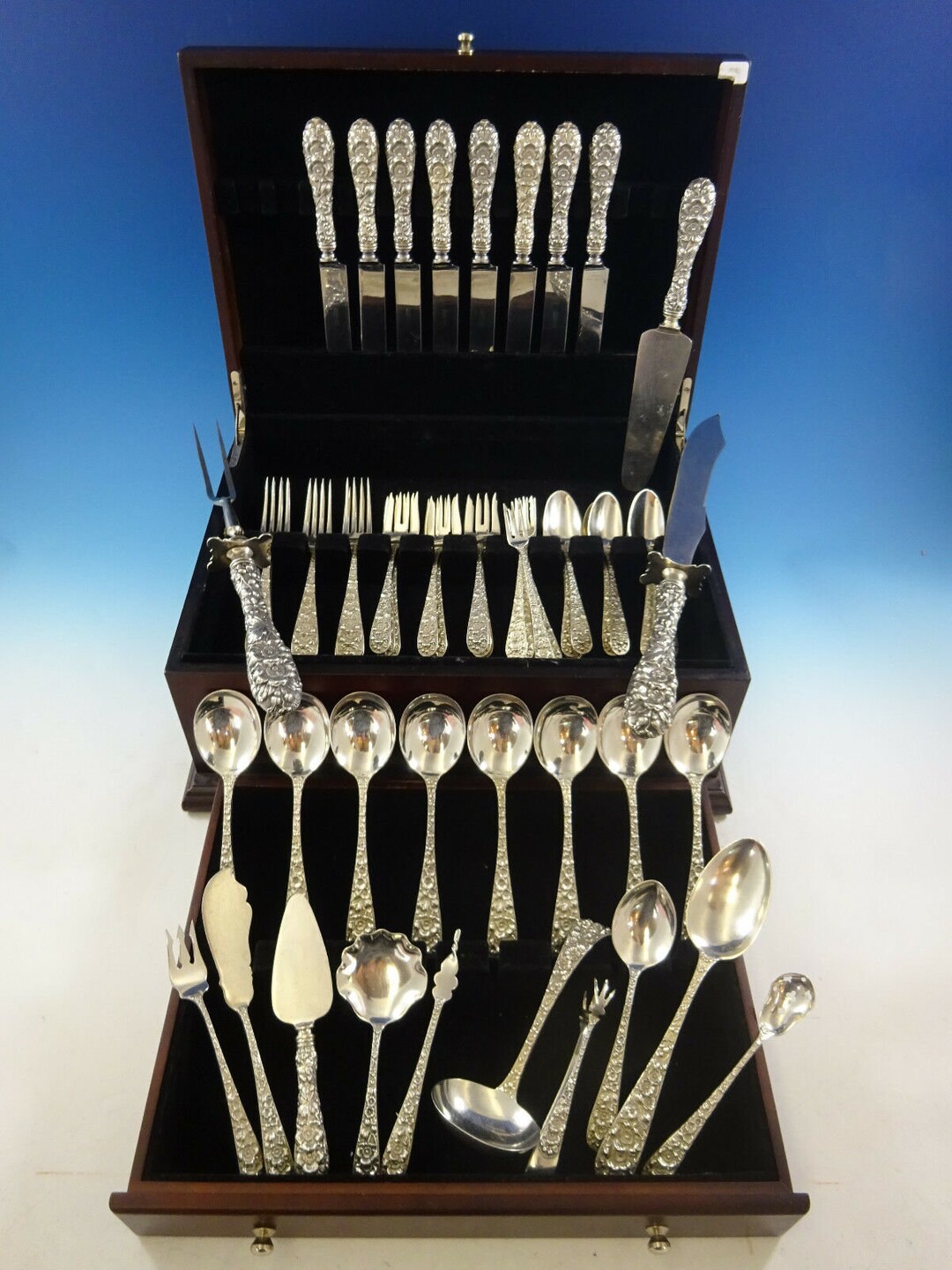 Forget Me Not by Stieff Sterling Silver Flatware Service for 8 Set 61 ...