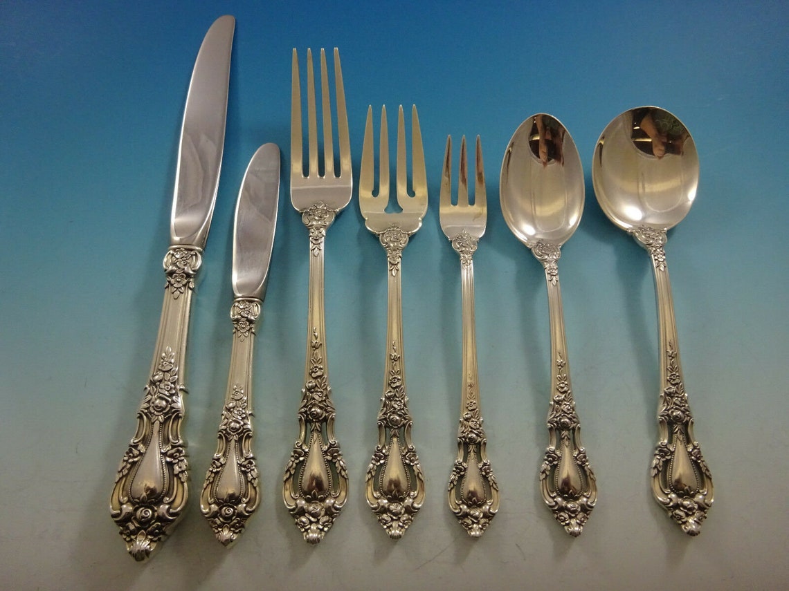 Eloquence by Lunt Sterling Silver Flatware Set for 8 Service 63 Pieces ...