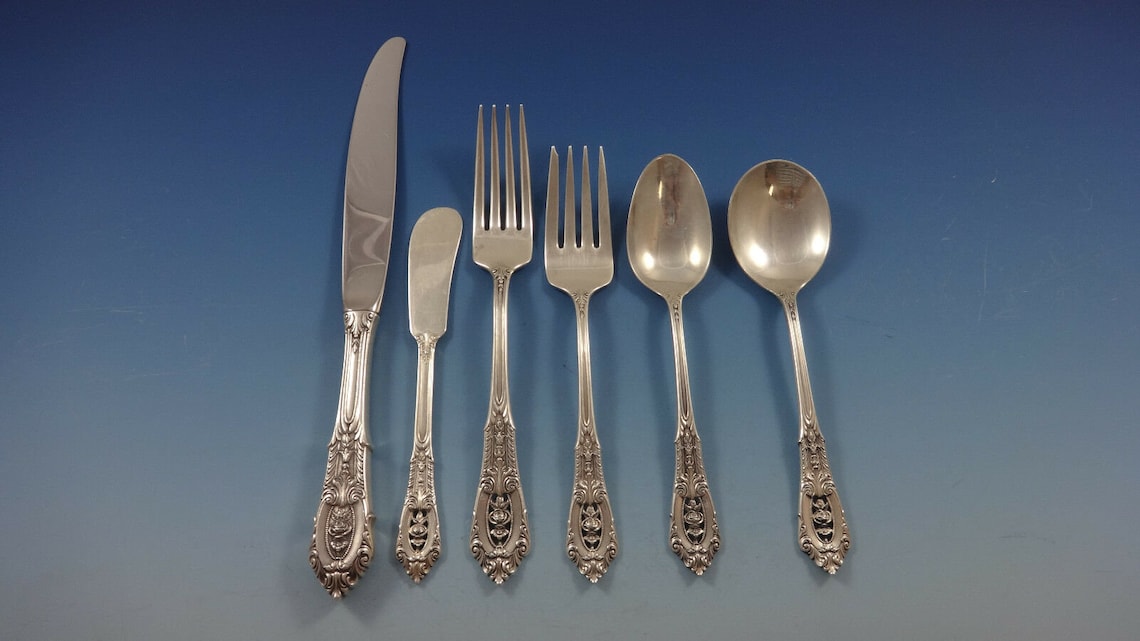 Rose Point by Wallace Sterling Silver Flatware Set for 8 - Etsy