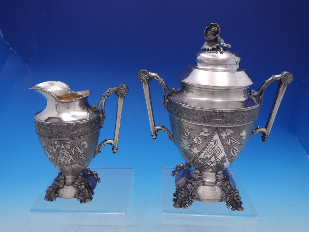 Japanese by Simpson Hall Miller and Co Silverplate Sugar Creamer Set ...