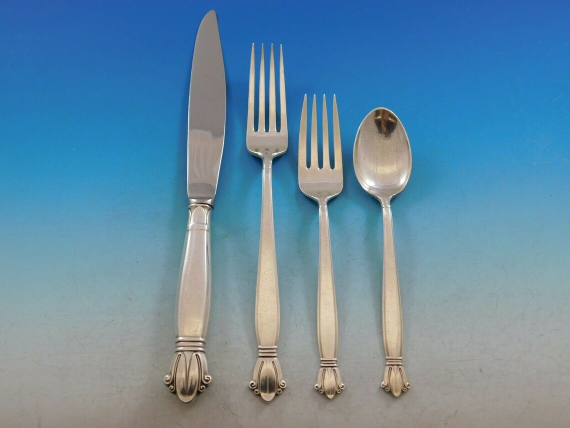 Jenny Lind by Weidlich Sterling Silver Flatware Set Service 100 Pieces ...