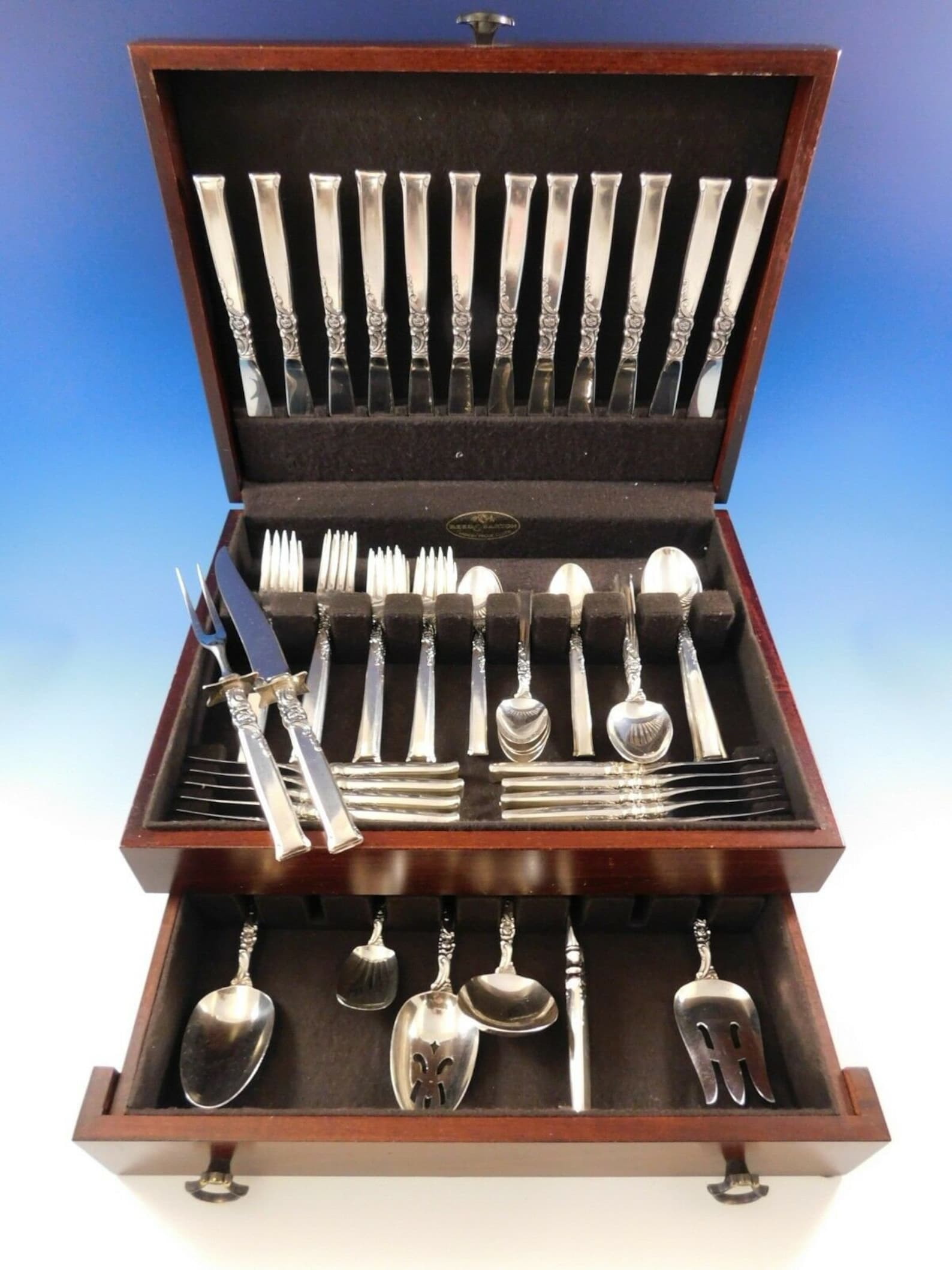 Silver Rose by Oneida Sterling Silver Flatware Set for 12 - Etsy